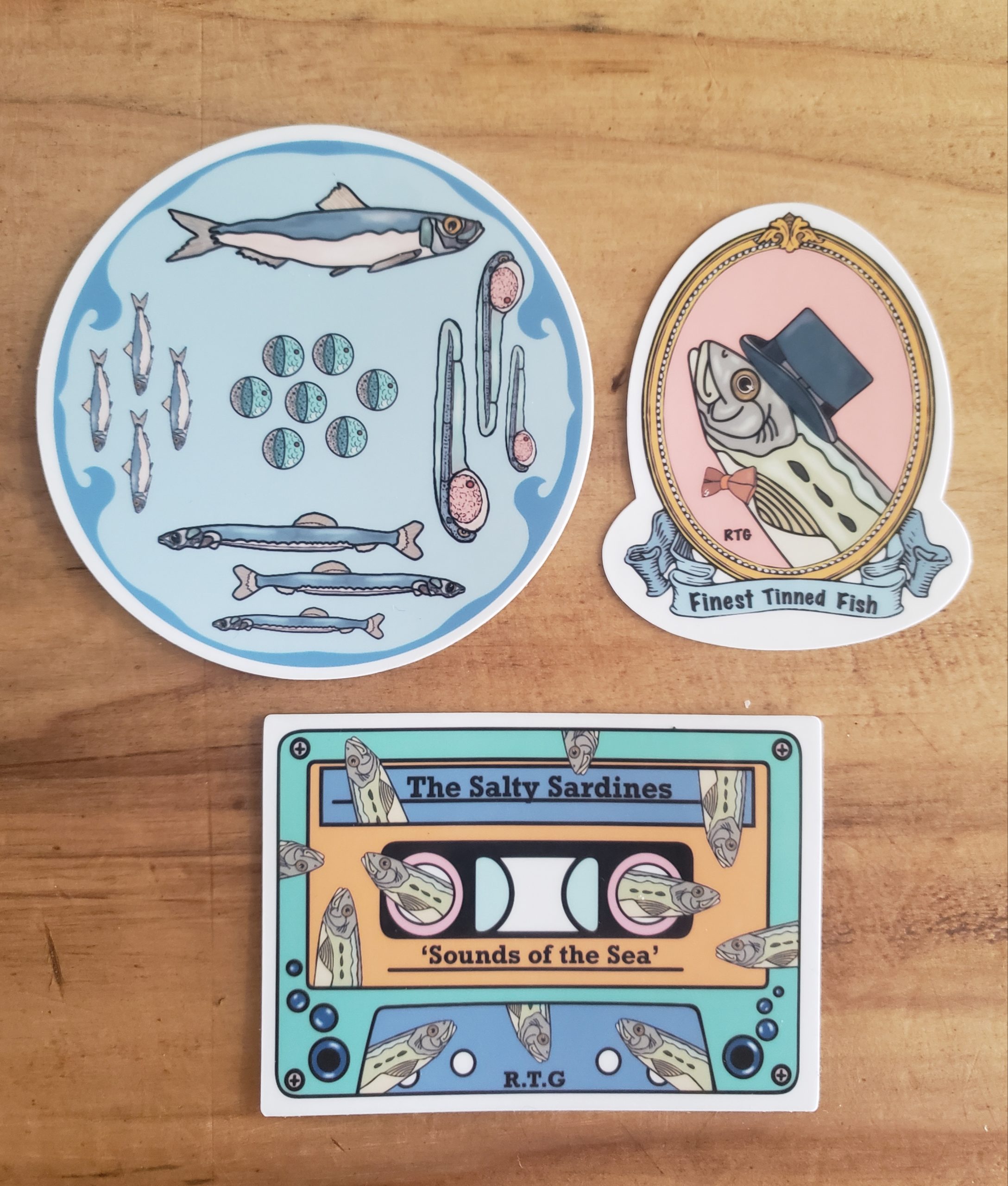 Three Pack of Sardine Stickers - Rainbow Tomatoes Garden