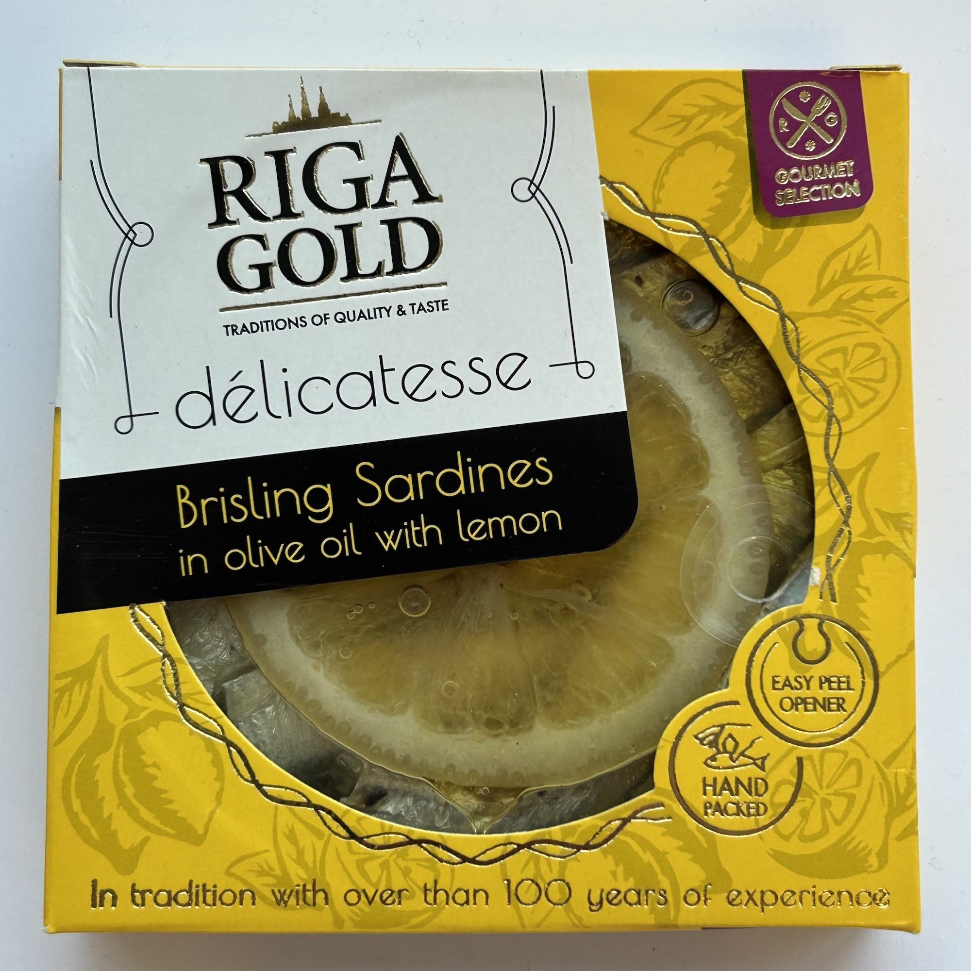 Riga Gold Délicatesse Smoked Sprats in Olive Oil with Lemon, Clear Top ...