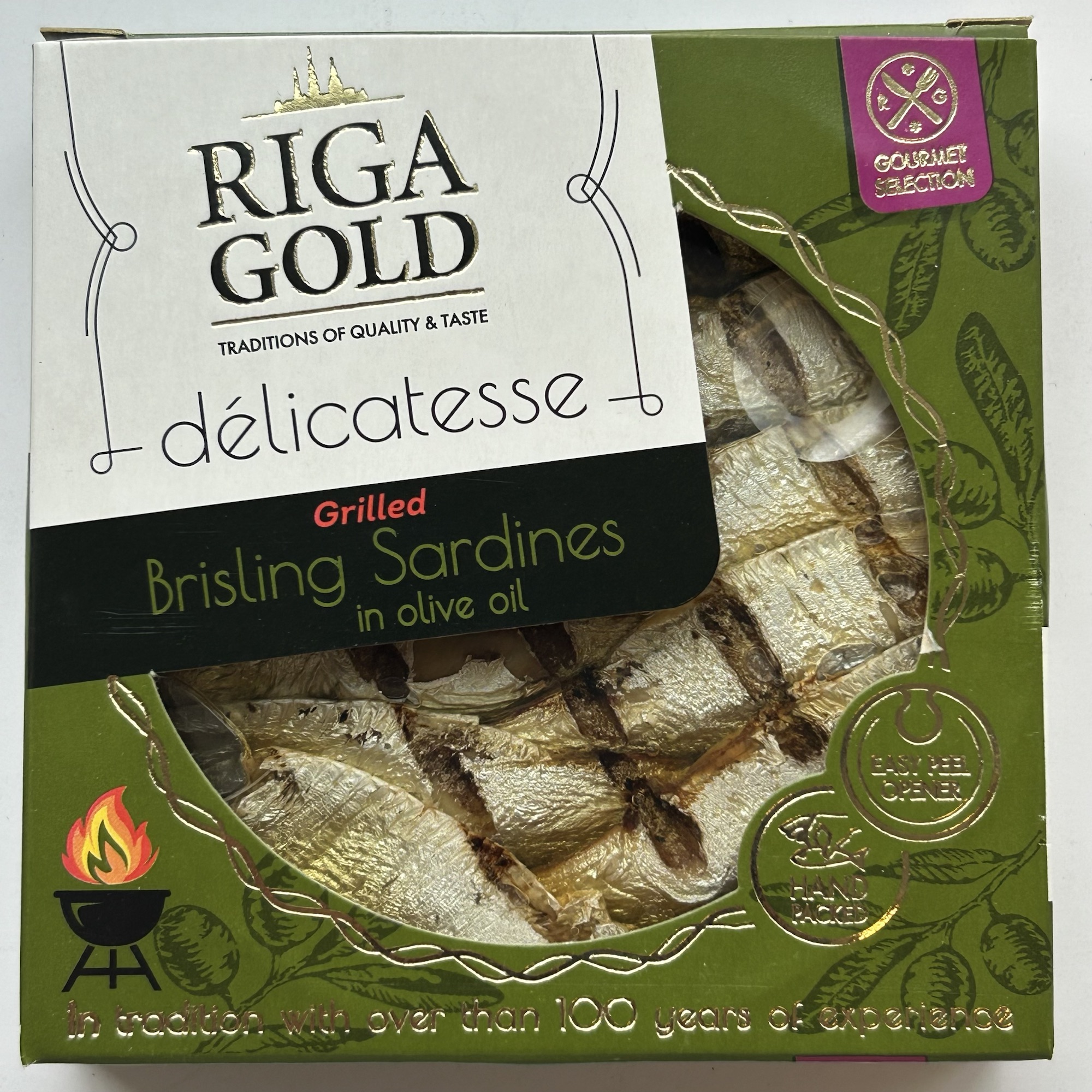 Riga Gold Délicatesse Grilled Sprats in Olive Oil, Clear Top - RTG.fish ...